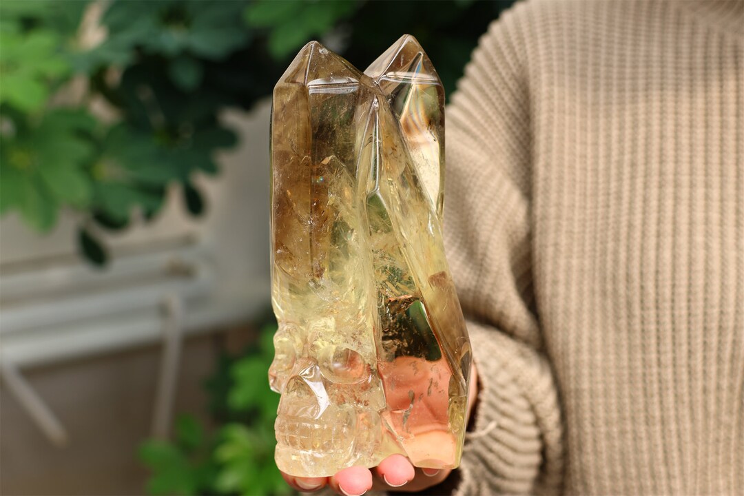 1KG Natural Carved Clear Citrine Skull，natural Quartz，home Decor ...