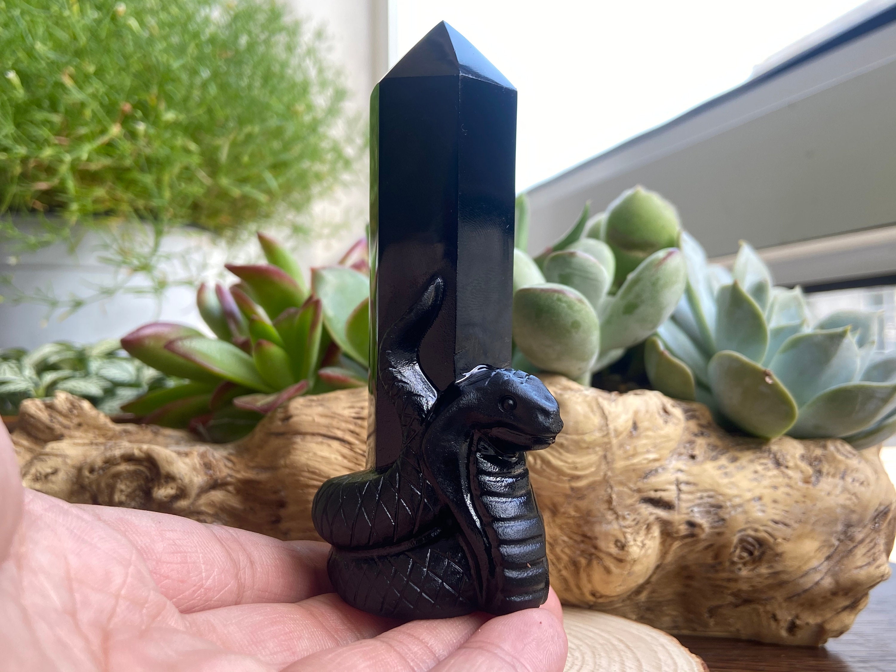 3.8'' Natural Hand Carved Obsidian Snakeobsidian - Etsy