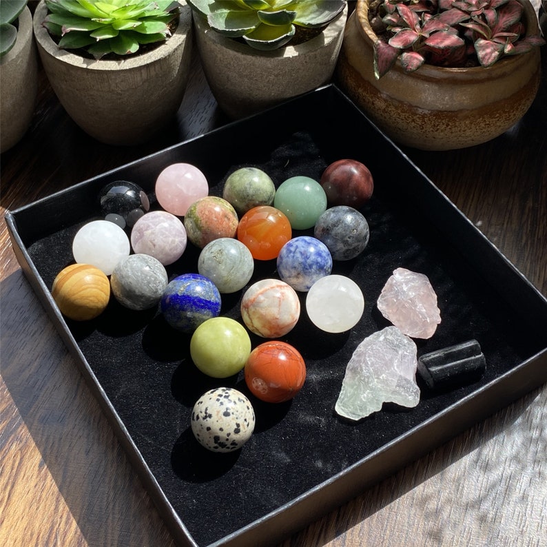Natural Quartz Crystal Chakra Ball Box，reiki Healing Crystal Ball ...
