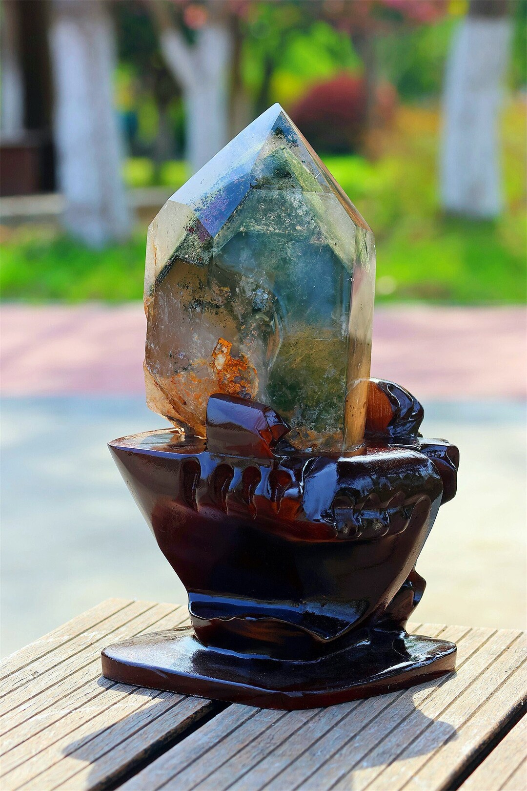 Rare！8.11lb Natural Elixir Garden Quartz Point Obelisk, Quartz Crystal ...