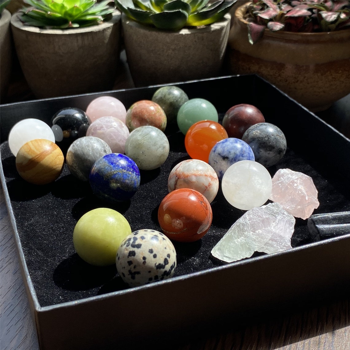 Natural Quartz Crystal Chakra Ball Box，reiki Healing Crystal Ball ...