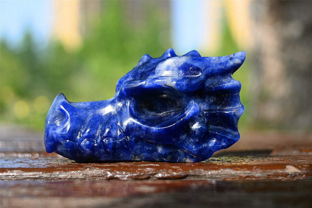 2.8’' Natural Sodalite Dragon Skull，crystal Dragon，crystal Dragon Head ...