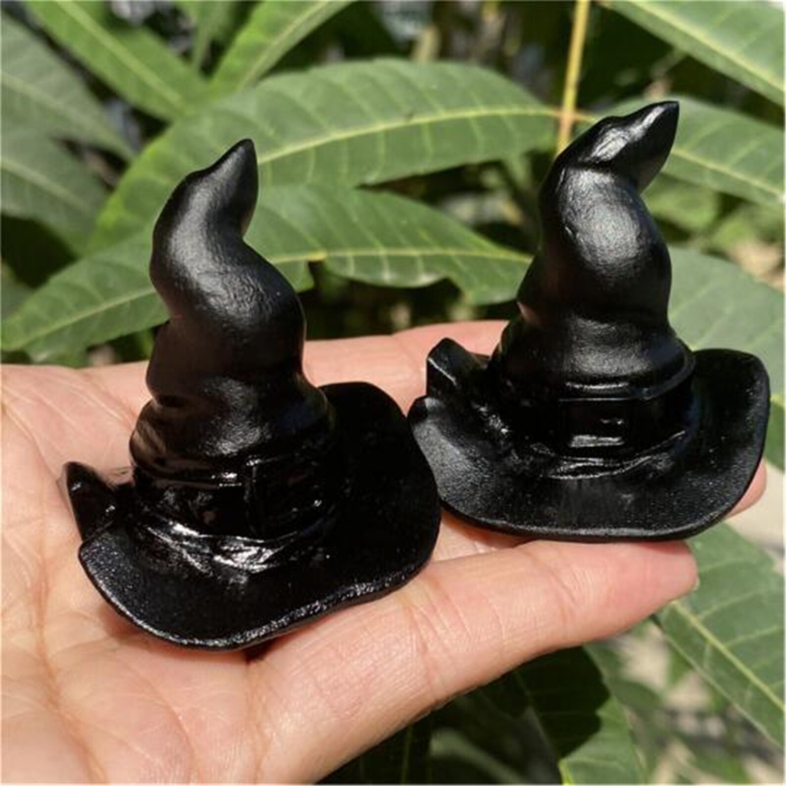 Happy Halloweenhand Carved Obsidian Witch Hatnatural Hand - Etsy