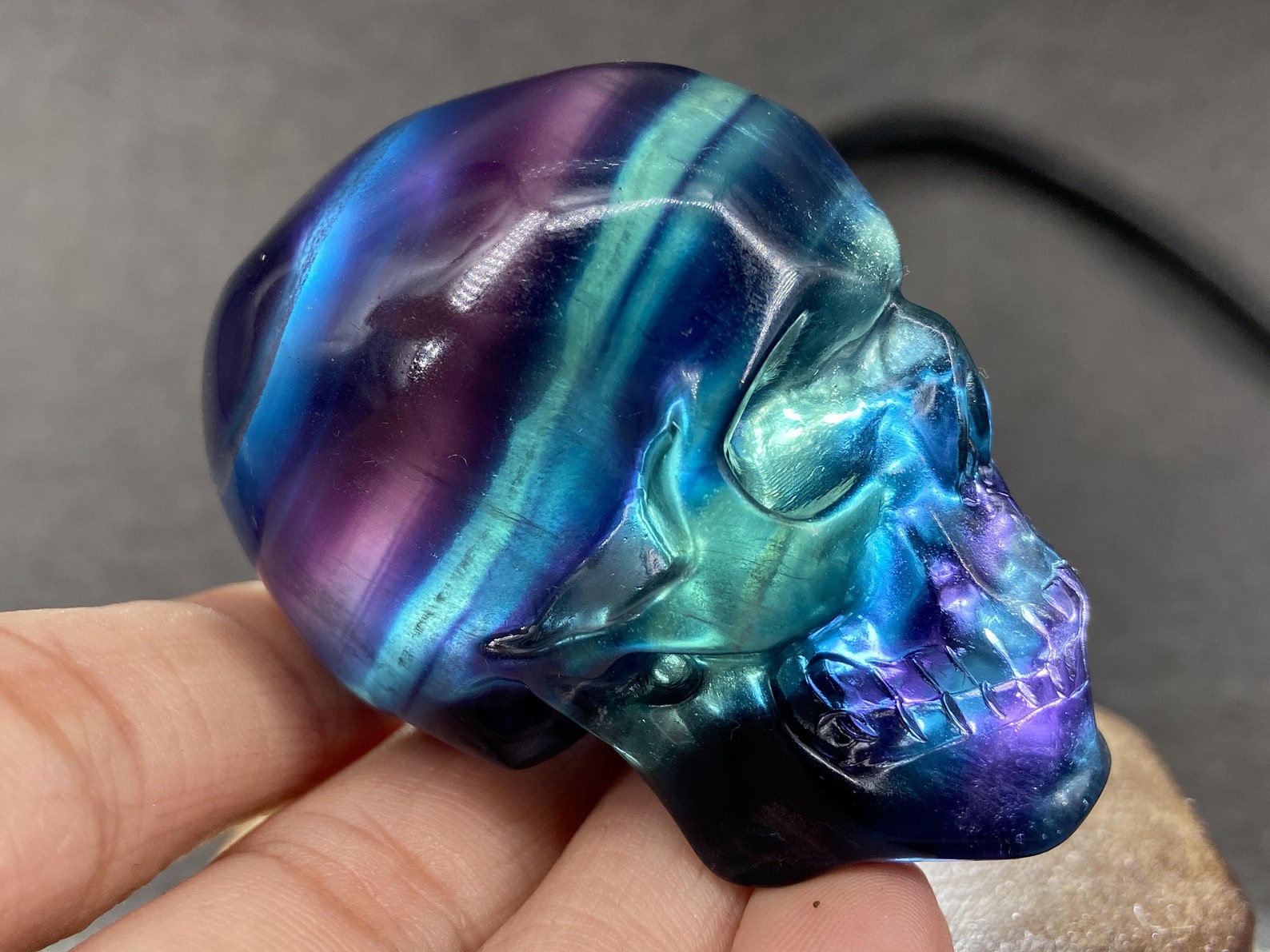 2'' Natural Hand Carved Rainbow Fluorite Skullcrystal - Etsy