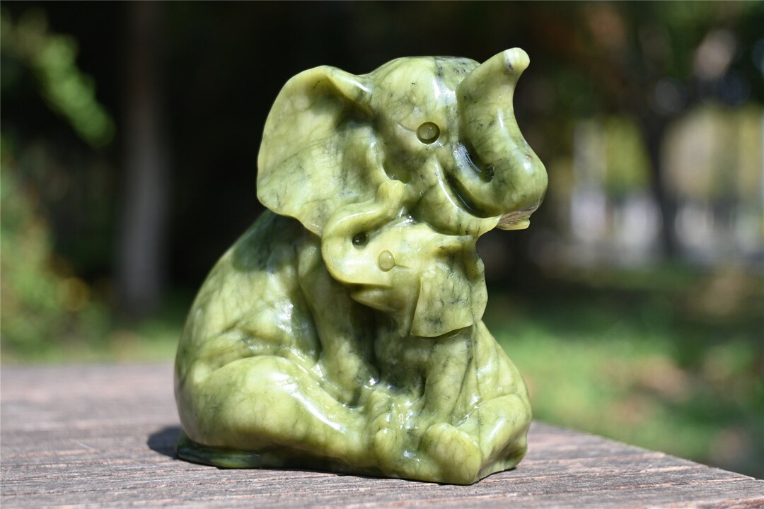 3'' Natural Green Jade Elephant，carved Elephant ,crystalelephant ...