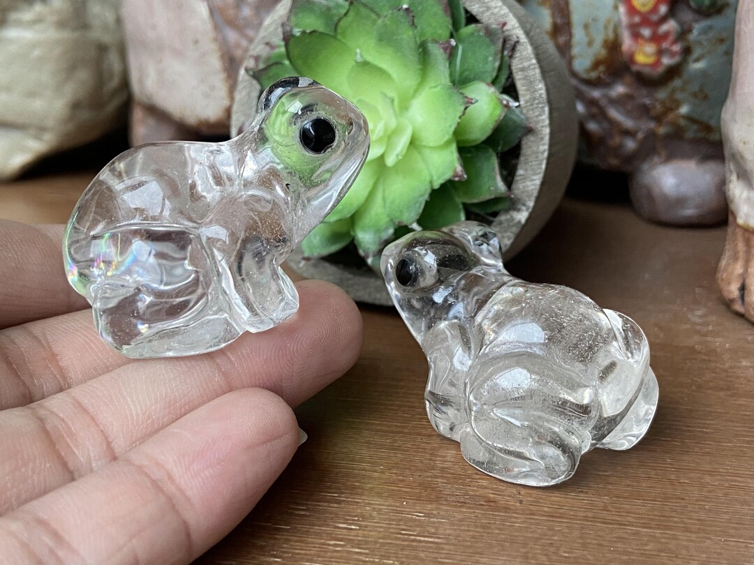 1.6'' Natural Hand-carved Mini Clear Quartz Frog，crystal Carved，quartz ...