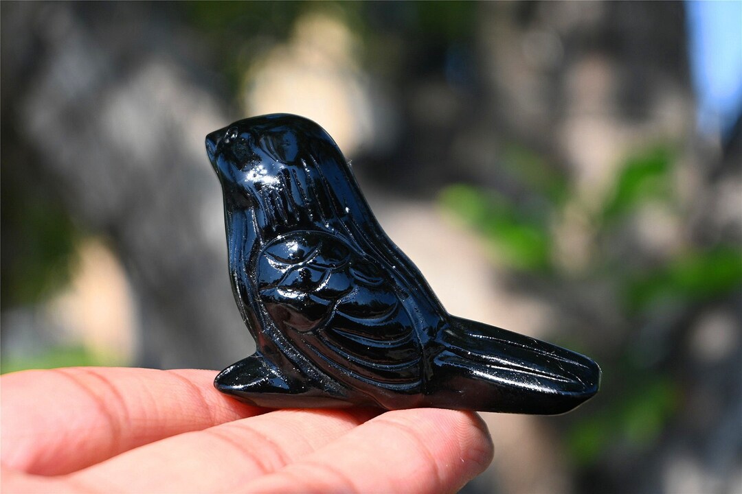 2.3'' Natural Carved Obsidian Bird，crystal Bird，desktop Decoration ...
