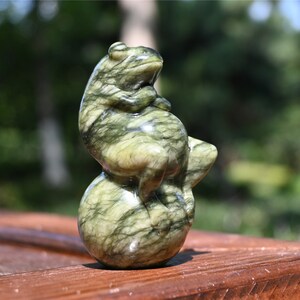 3'' Natural Green Jade Stone Frog，crystal Gift，crystal Carved，quartz ...