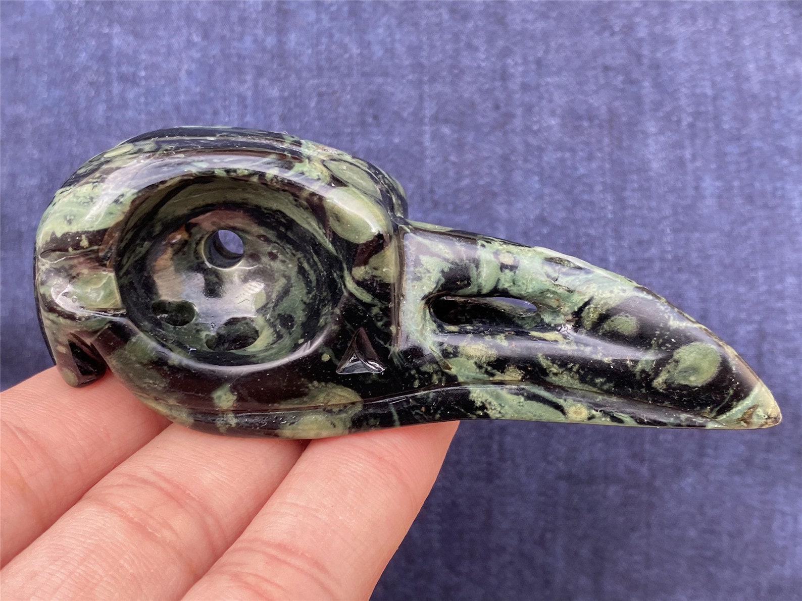 Natural Hand Carved Kambaba Jasper Bird Skullcrystal - Etsy