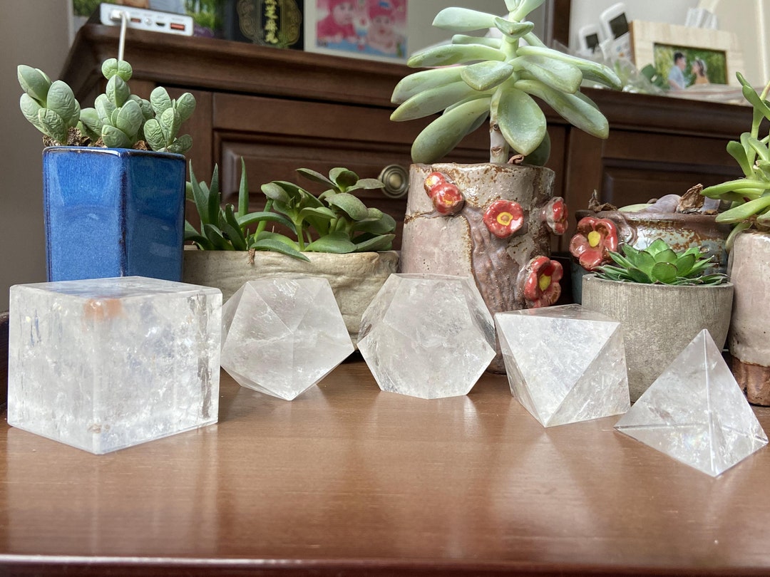 5PC 40mm+ Natural Elixir Clear Quartz Geometric Figure, Quartz Crystal ...