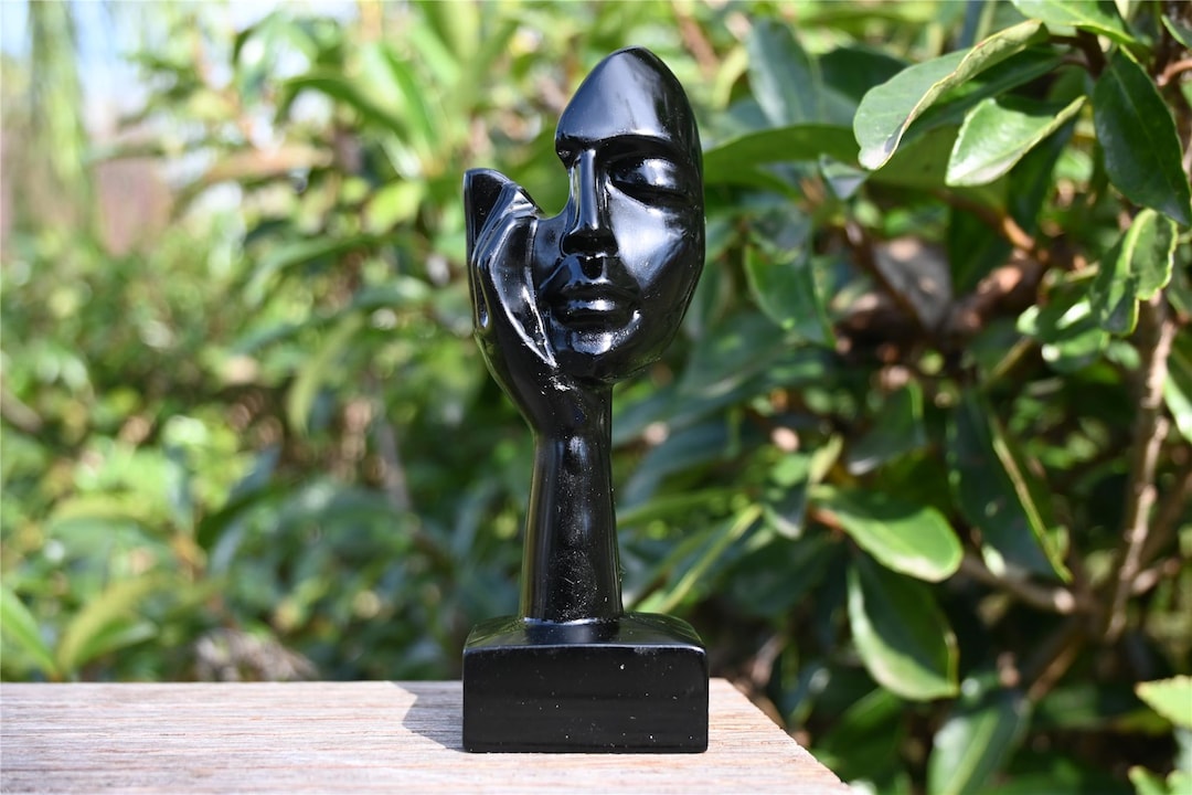 5.6'' Natural Obsidian Statue，carved Statue ,crystal Carving，crystal ...