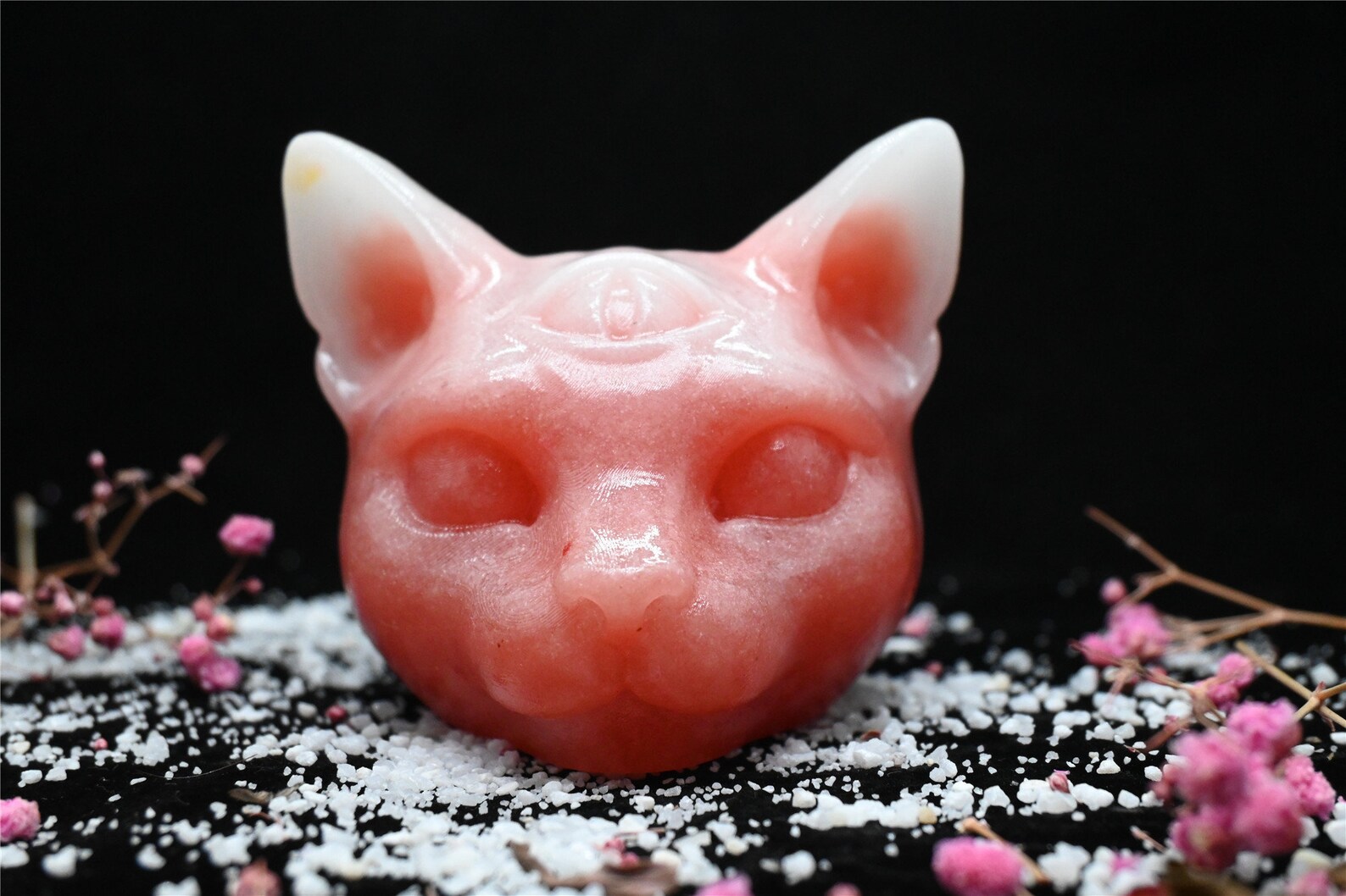 2.8'' Hand Carved Artificial Luminous Stone Cat - Etsy