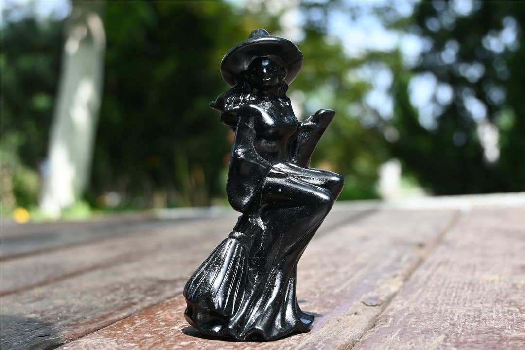 4.7''+ Natural Obsidian Witch,quartz Crystal,hand Carved,crystal Witch ...