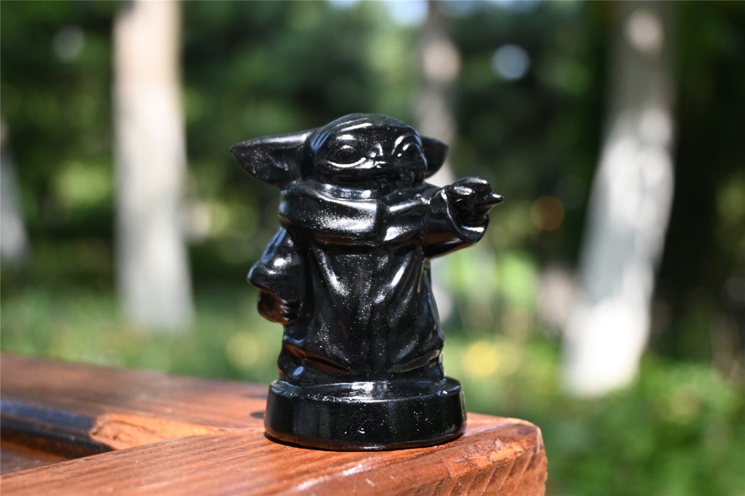 2.7'' Natural Carved Obsidian Yoda，crystal Carved，crystal Gift，quartz ...