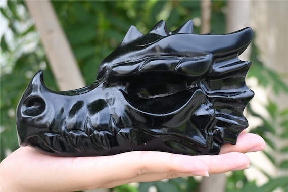 6'' Natural Obsidian Carved Dragon Skullcrystal - Etsy