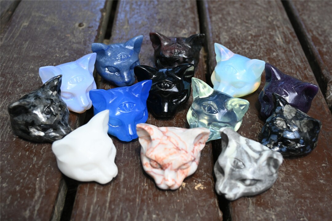 1.9'' Natural Carved Crystal Cat Head，crystal Carved，quartz Crystal ...