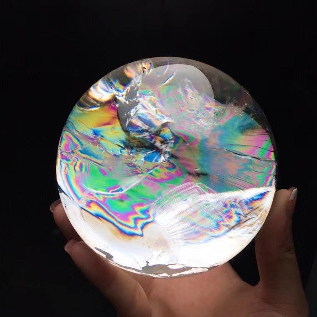 Rare！3.32lb 10.2CM Rainbow Clear Quartz Ball，natural Crystal Ball ...