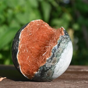 60mm+ Needle Ironstone Carved Ball,magnesite Goethite Crystal Ball,hand ...