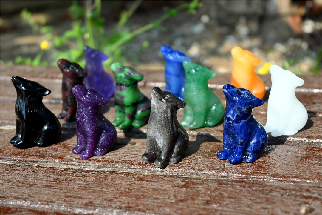 2" Natural Crystal Wolf/quartz Crystal Skull/crystal Wolf/reiki Healing ...