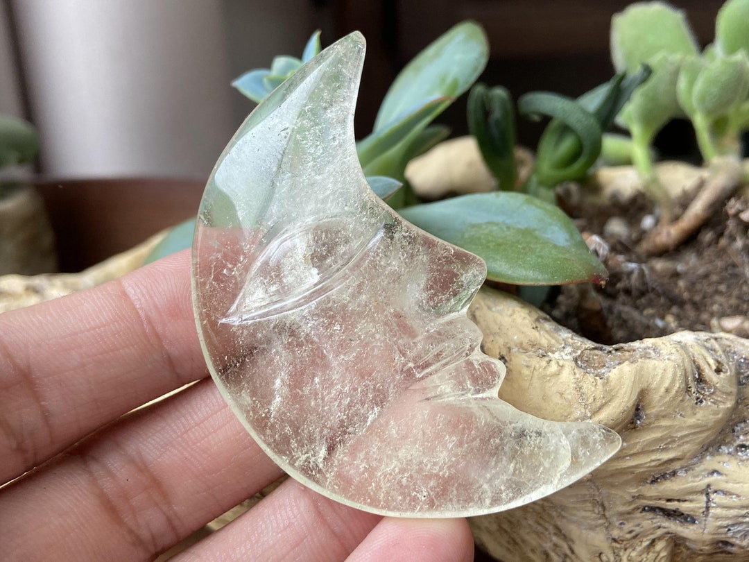Natural Hand Carved Citrine Moon，crystal Moon，quartz Crystal，halloween ...