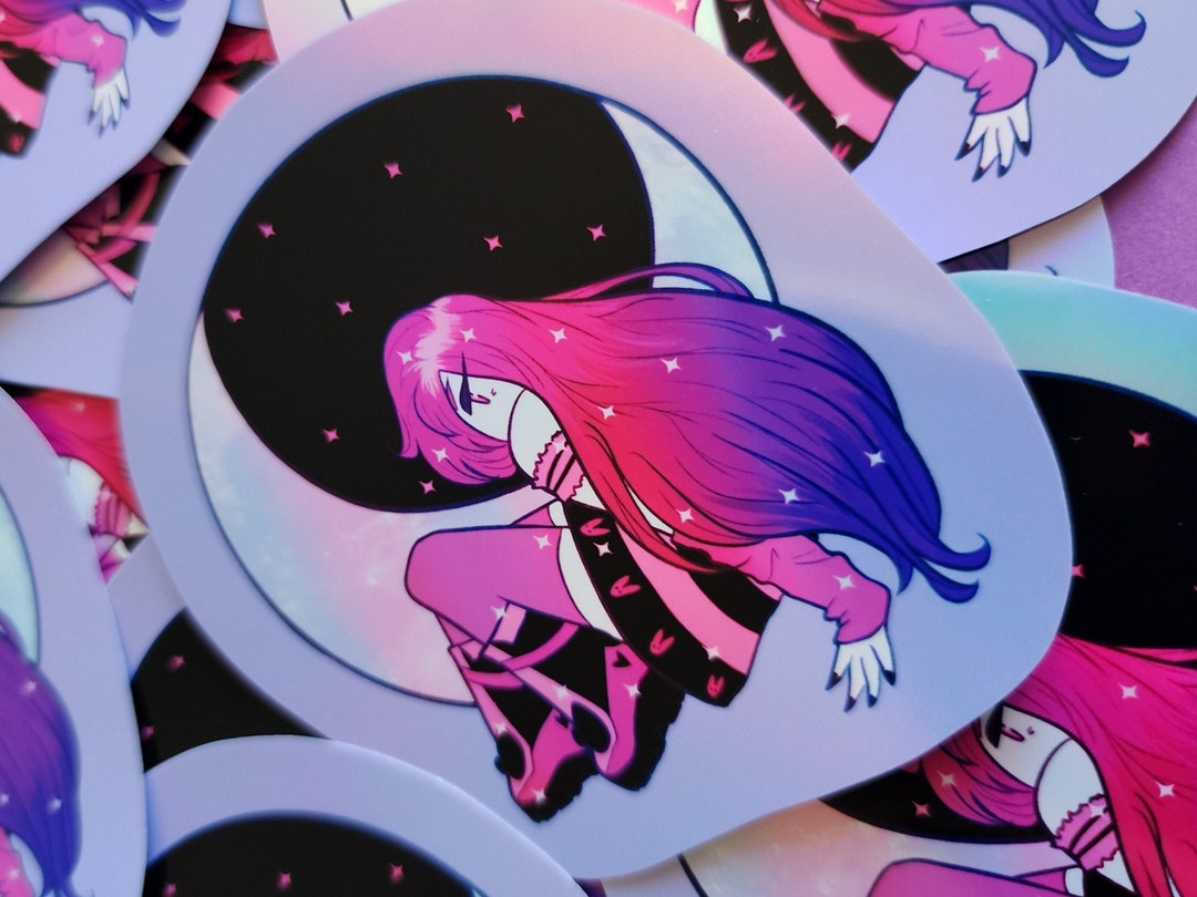 Holographic Pastel Goth Girl Sticker Pretty Anime Shiny - Etsy