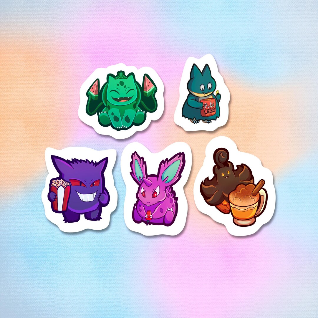 Chibi Poke Food Stickers Cute Video Game Stickers Kawaii Gamer Stickers ...