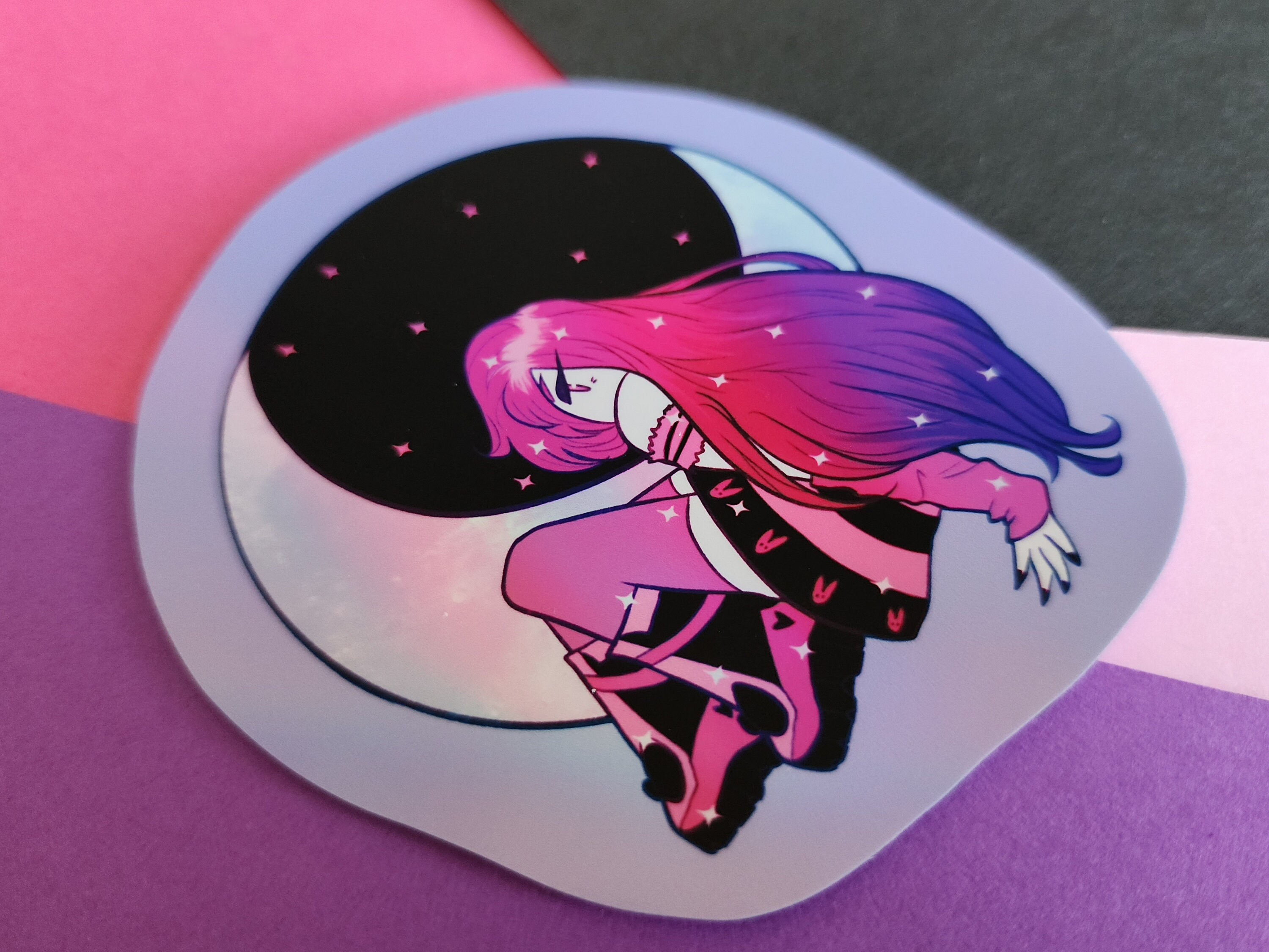 Holographic Pastel Goth Girl Sticker - Lunar Aesthetic - Celestial Art ...