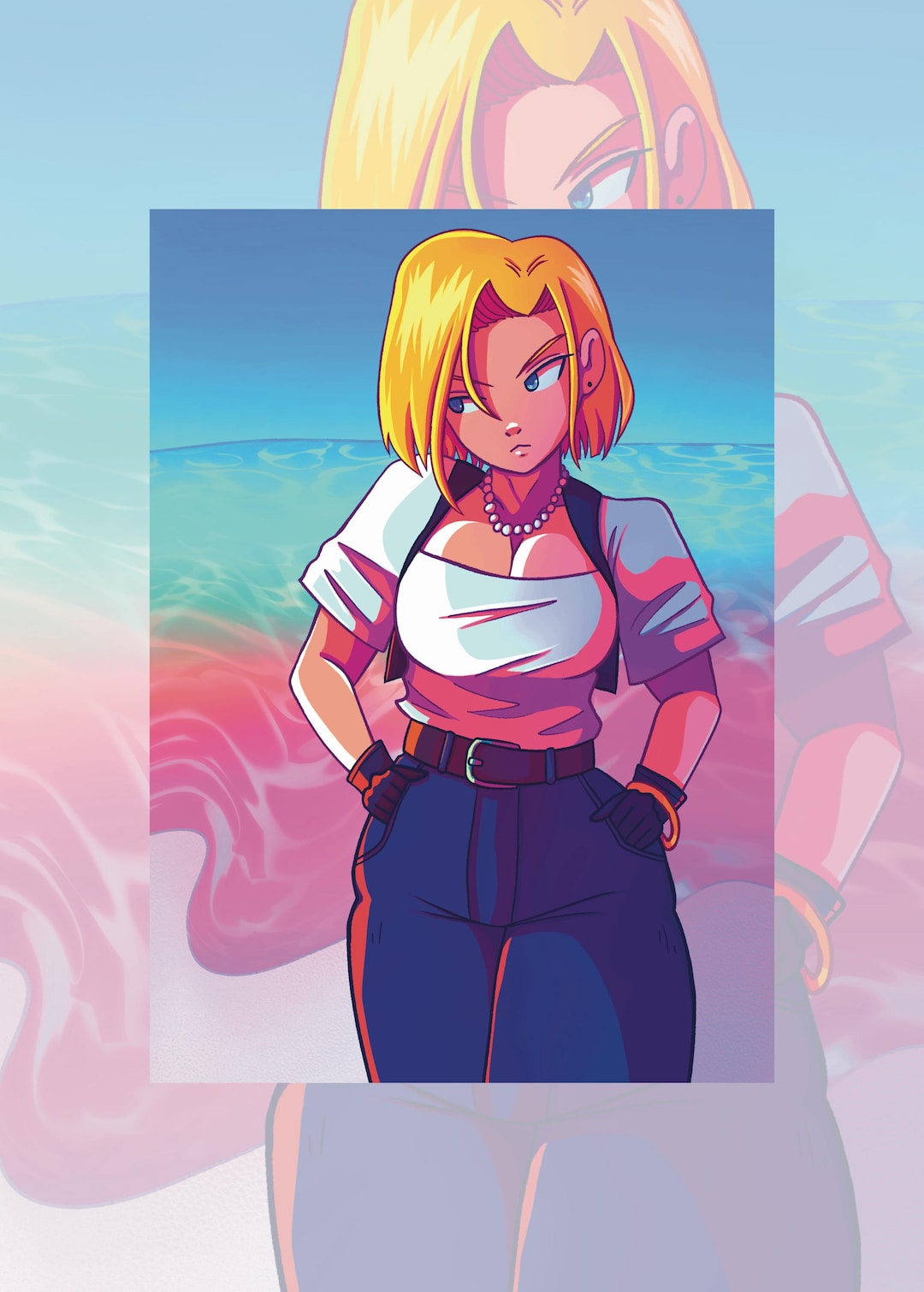 Android 18 Art Print - Dragonball Z Mini Print - Anime Print - Wall ...