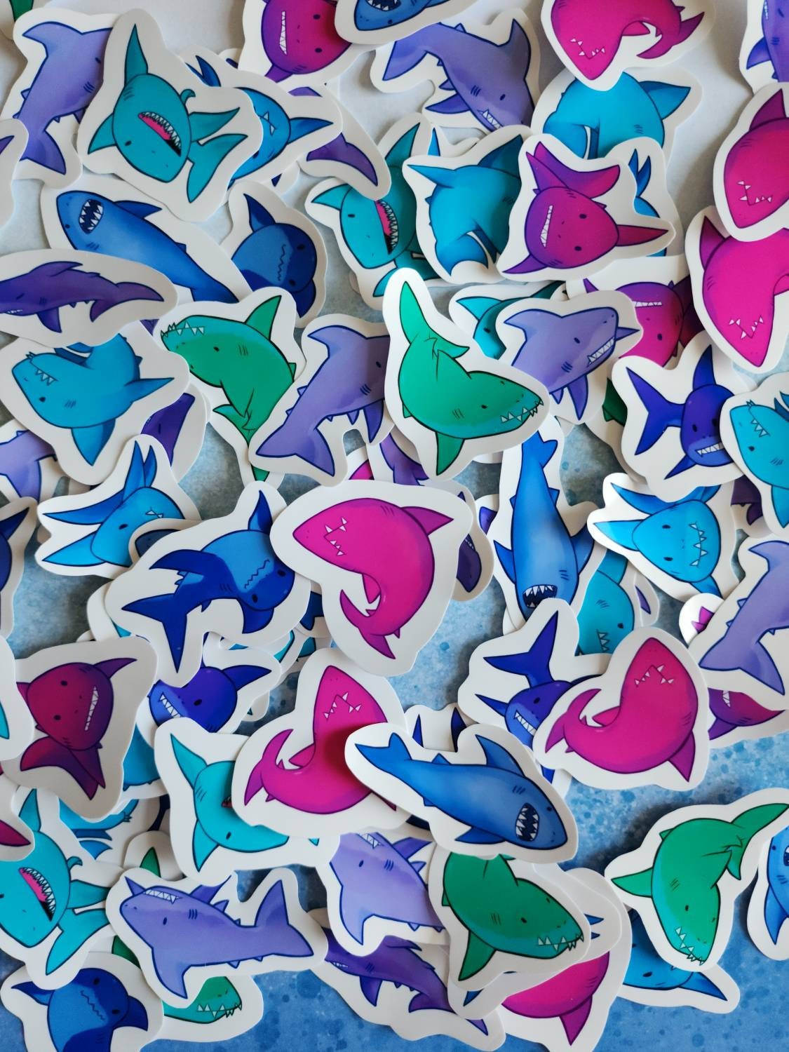 Cute Colorful Sharks Vinyl Sticker Pack Small Shark Squad - Etsy