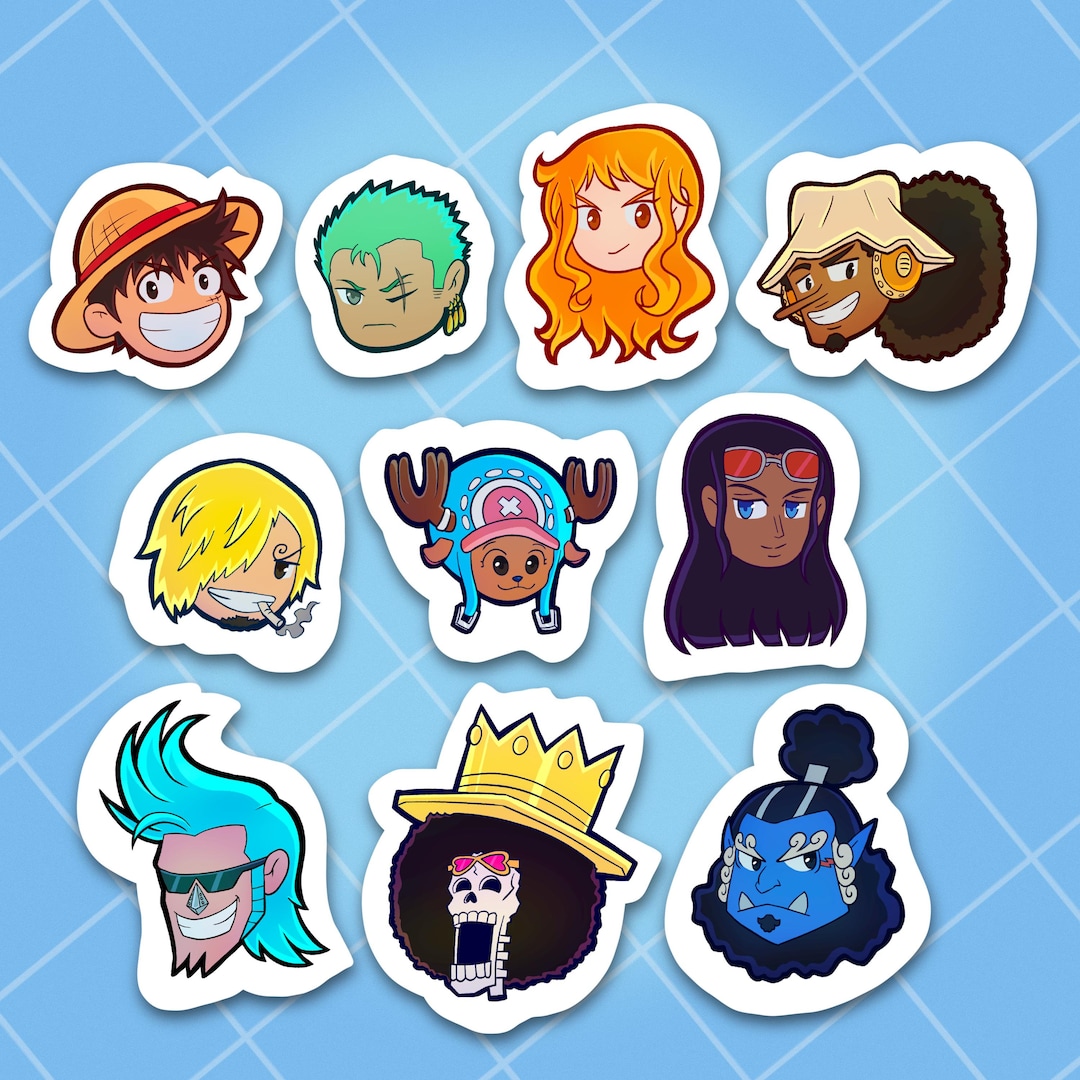 One Piece Straw Hats Stickers - Anime Laminated Vinyl Sticker - Kawaii ...
