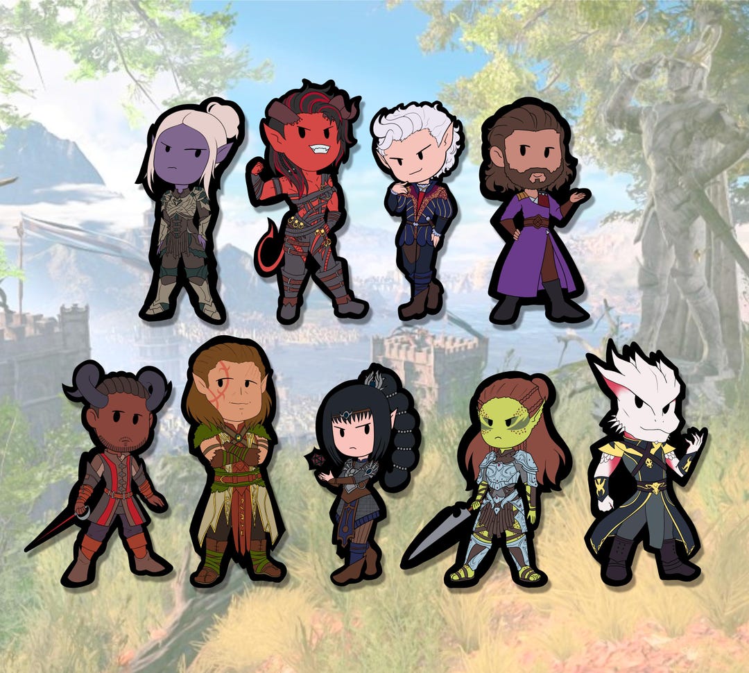 Cute Baldur's Gate 3 Vinyl Stickers - Chibi BG3 Matte Sticker Set ...