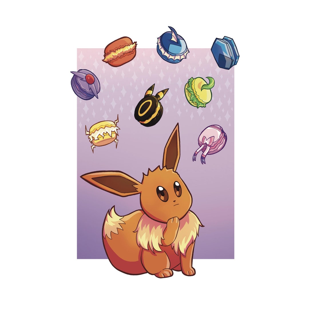 Eevee Macarons Art Print - Chibi Pokemon Mini Print - Anime Photo Print ...
