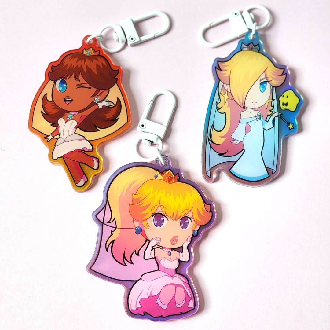 Bridal Mario Princesses Acrylic Charms - Mario Bros Keychain - Gaming ...