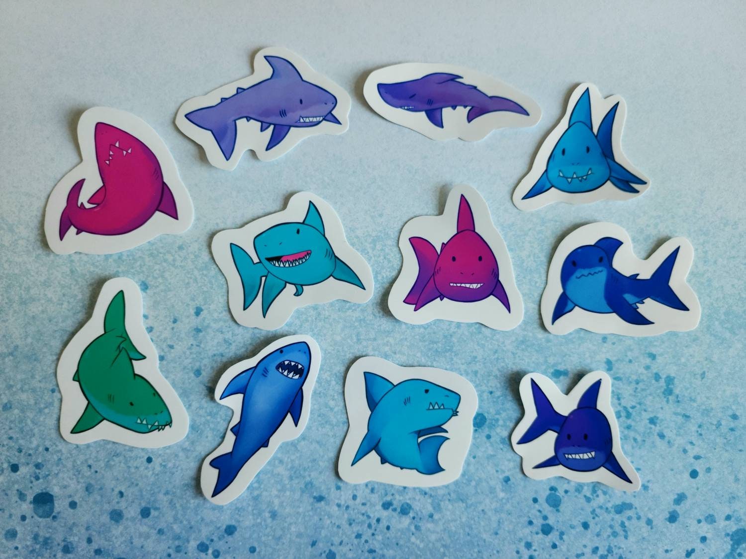 Cute Colorful Sharks Vinyl Sticker Pack Small Shark Squad - Etsy