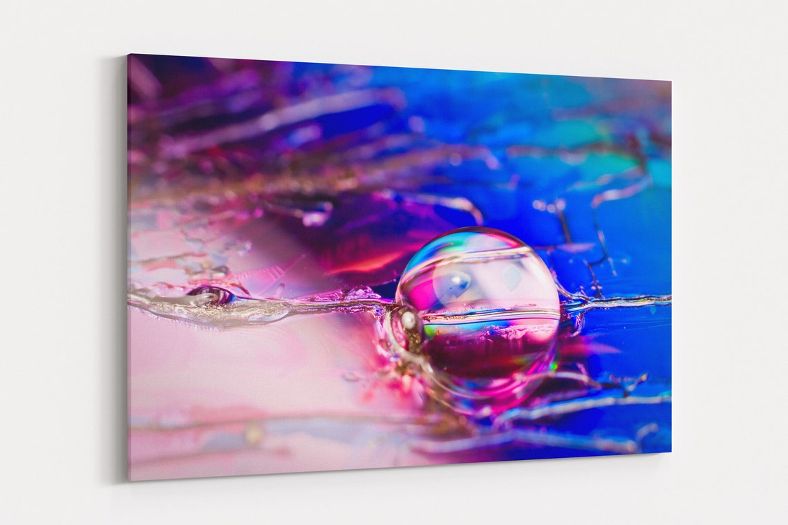 Magnified Water Droplet on a Rainbow Surface Wall Art Photo | Etsy