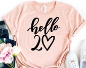 Hello 20 Shirt Turning Twenty Birthday Shirt Twentieth - Etsy