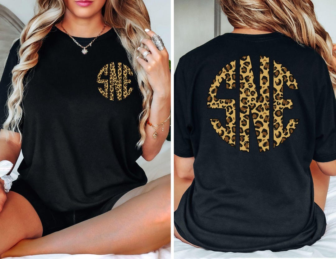 Leopard Print Monogrammed Shirt: Custom Initial Tee - Etsy