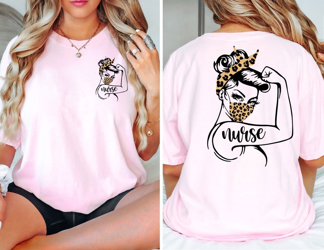 Leopard Nurse T-shirt: Front & Back Print, RN Shirt - Etsy