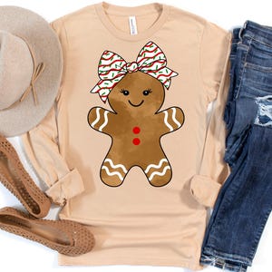 Gingerbread Girl Long Sleeve Shirt, Christmas Gingerbread Shirt, Long ...