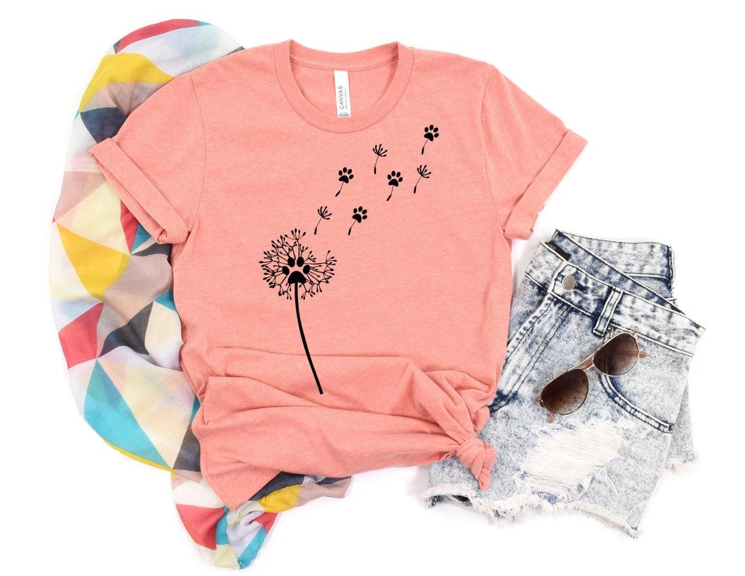 Dandelion Dog Paw T-shirt, Dog Lover Gift - Etsy