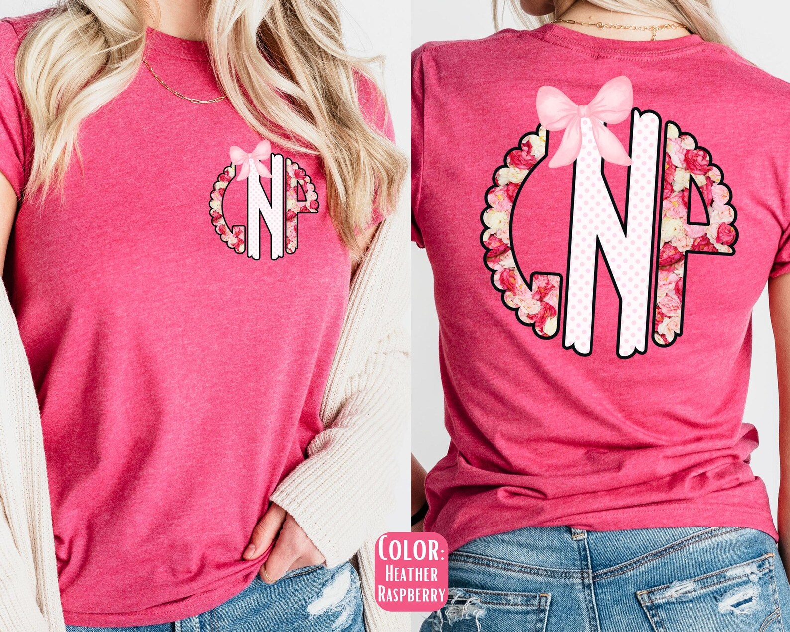 Pink Floral Monogram Shirt: Custom Initial Tee - Etsy