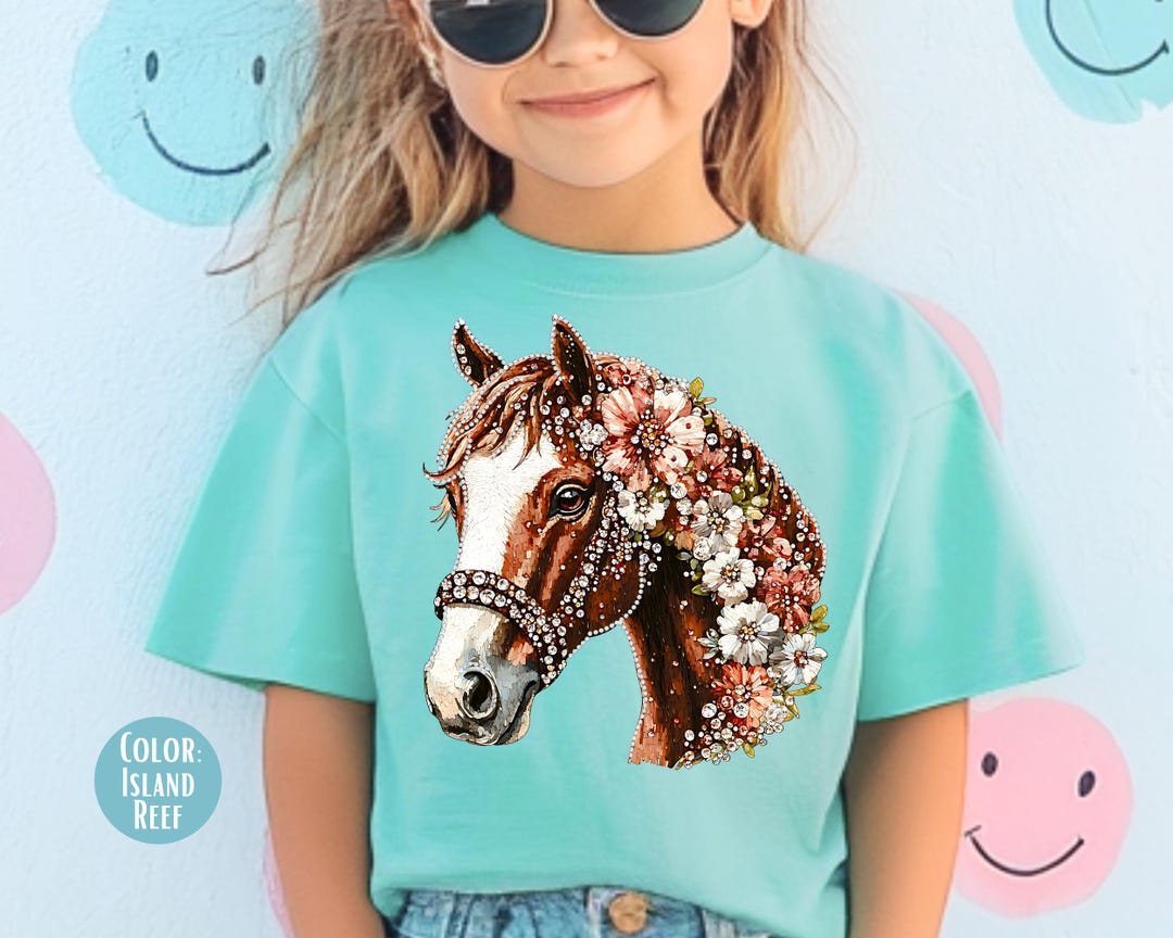 Comfort Colors Faux Rhinestone Horse Shirt, Girls Horse Shirts ...
