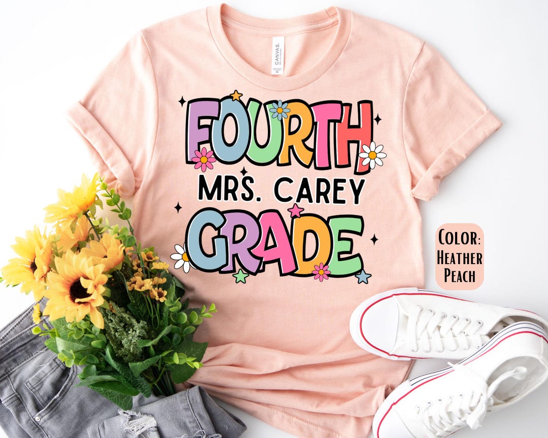 Custom Fourth Grade Teacher Shirt: Personalized Name Tee - Etsy