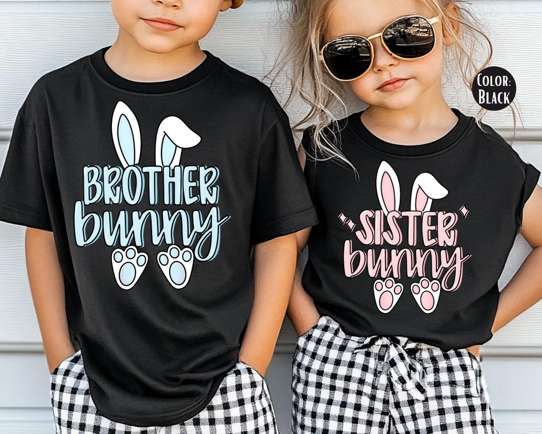 LAT Apparel Brother and Sister Bunny Easter Shirt, Kids Matching ...
