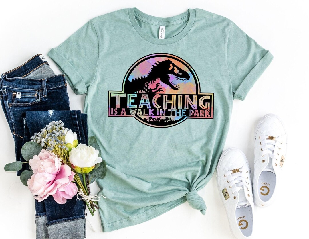 Dinosaur Teacher Shirt: Teaching is a Walk in the Park Tee - Etsy