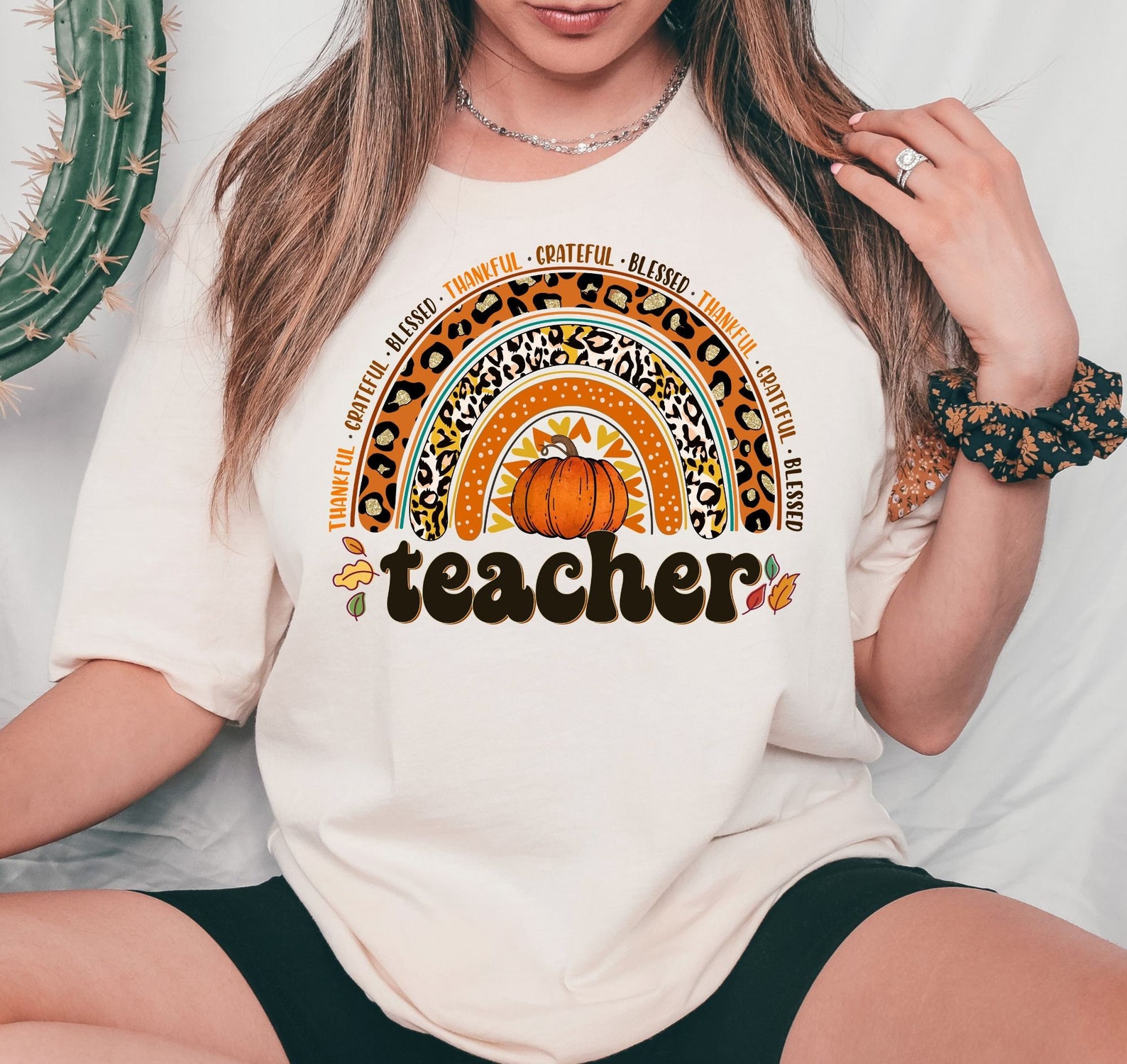 Teacher Rainbow Shirt // Fall Teacher Shirt // Thanksgiving - Etsy