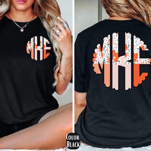 Orange Floral Monogrammed Shirt, Monogram Tshirt, Short Sleeve Custom ...