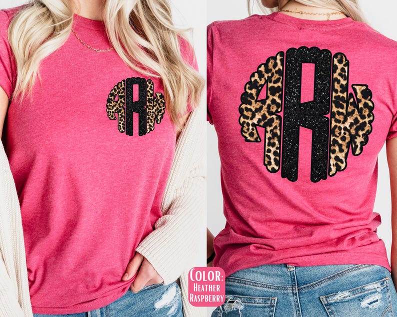 Leopard Print Monogrammed T-shirt - Custom Initial Tee - Etsy