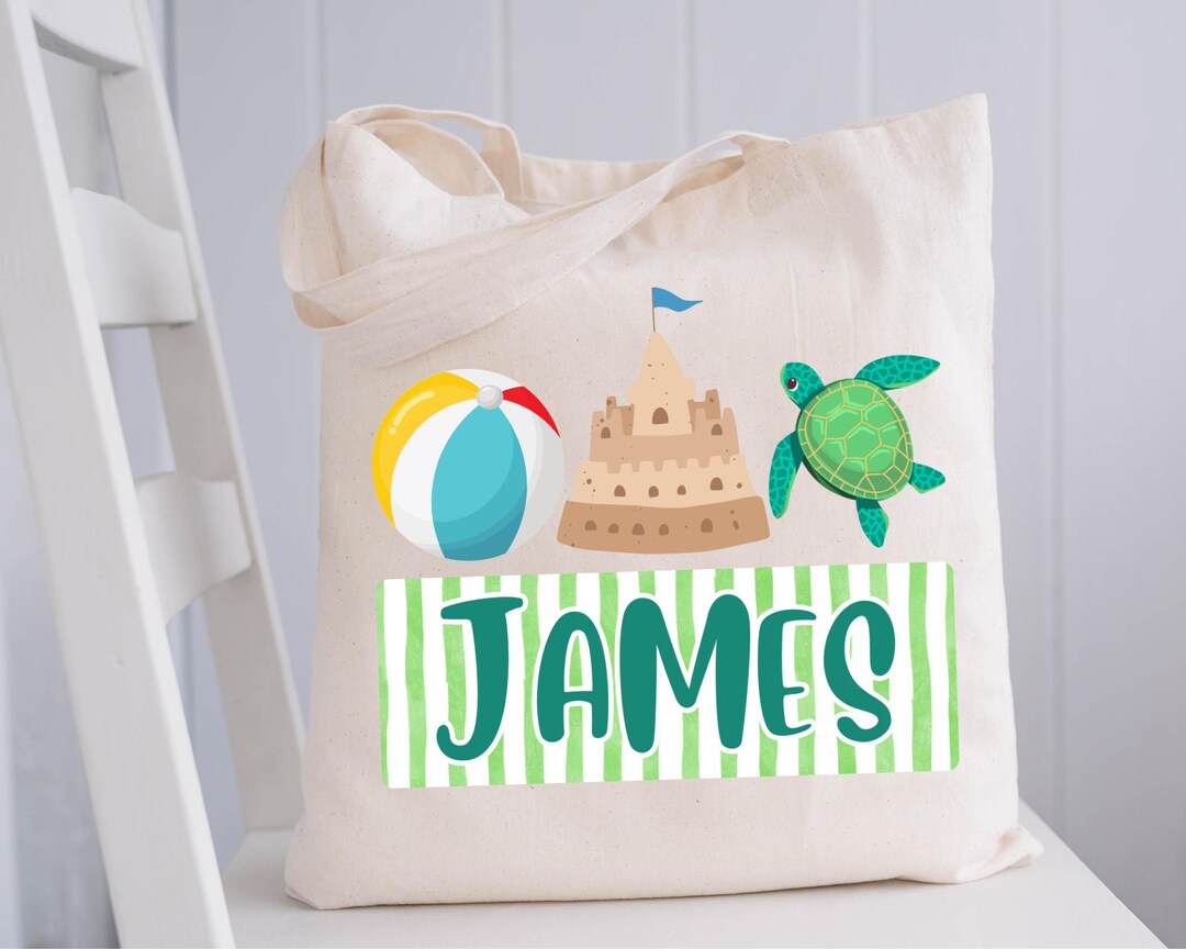 Boys Sea Turtle Beach Bag: Custom Cotton Tote Bag - Etsy