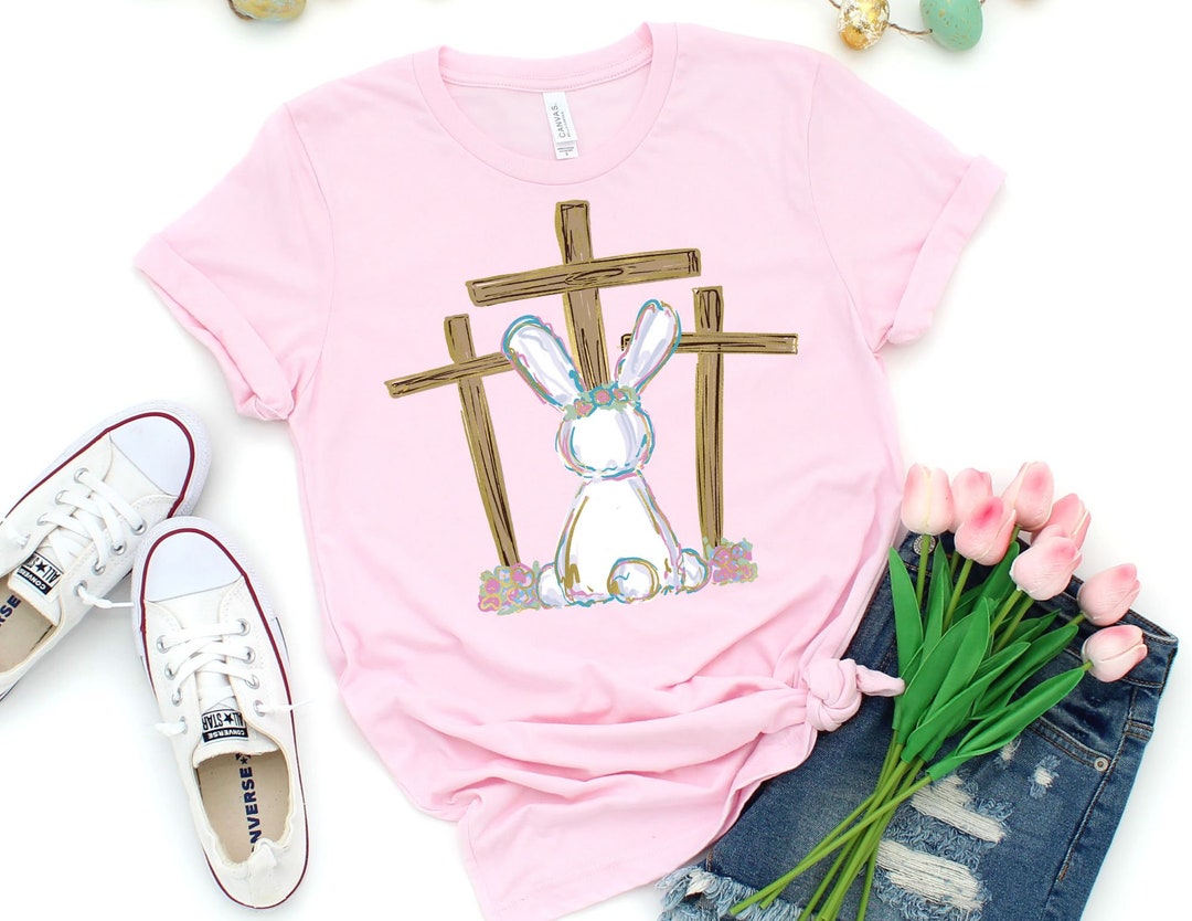 Bunny Cross Shirt, Easter Cross Shirt, Cute Easter Bunny T-shirt, Happy ...